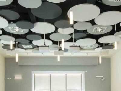 China OEKO 100％ Polyester Fabric Acoustic Ceiling Panels Geometry Shaping for sale