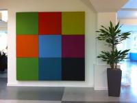 China EN13501 25MM Polyester Fiber Acoustic Fabric Wrapped Noise Blocking Wall Panels for sale