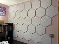 China Decoration Hexagonal PET Acoustic Sheet Glue Installation for sale
