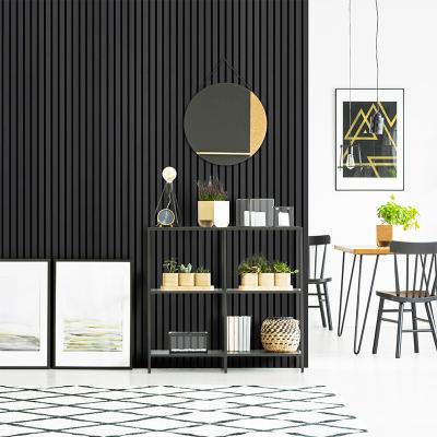 China Eco Black MDF Acoustic Wood Slat Panels For  Interior for sale