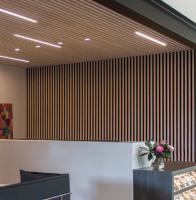 China MDF Slatted Acoustic Wood Slat Panels For Walls Polyester Fiber for sale