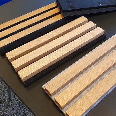 China Slatted Timber Decorative Acoustic Wall Panels MDF Wooden 2400x600mm for sale