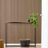 China PET Wooden Slat Mdf Decorative Wall Panel Acoustic Soundproof for sale