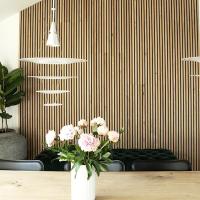 China PET Wooden Slat Mdf Decorative Wall Panel Acoustic Soundproof for sale