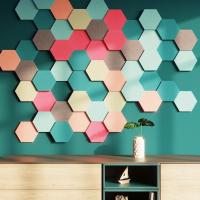 China Detachable hexagon acoustic panel sound absorption adhesive backing PET wall panels for sale