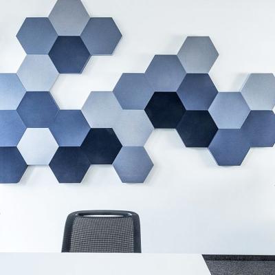 China Detachable hexagon acoustic panel sound absorption adhesive backing PET wall panels for sale