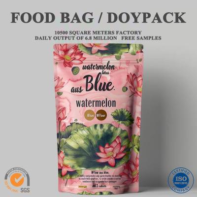 China Custom Printed High Barrier Doypack Laminated Bag Pouch with transparent display window for organic cranberries, dried figs and assorted natural preserved fruit snack packaging for sale