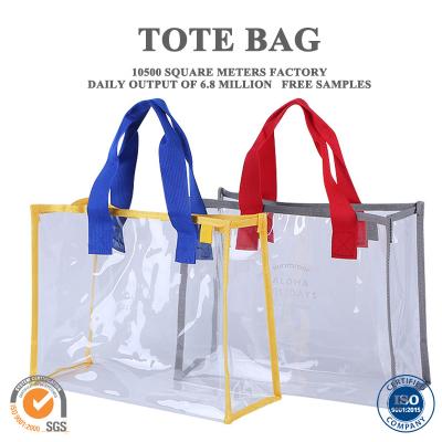 China Custom Printed Clear Carry Bag With Handles Eco Friendly For Supermarket for sale