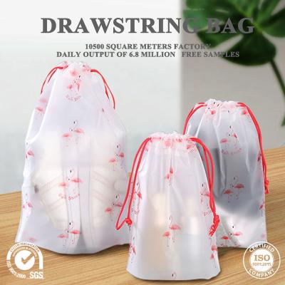China Eco Friendly Plastic Cinch Bags Clear Drawstring Storage Bags For Laundry for sale