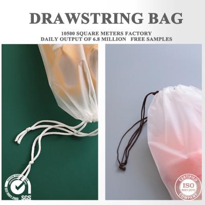 China Stylish Printed Plastic Drawstring Bag Portable For Boutique Accessories for sale
