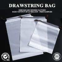 China Stylish Printed Plastic Drawstring Bag Portable For Boutique Accessories for sale
