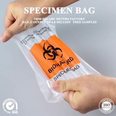 China Biohazard Marked Disposable Specimen Bag Waterproof for Community Health Center Sampling Use for sale