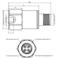 China VT1500 Vibration Temperature Sensor 0-20mm/s 304 Stainless Steel for Industrial Machinery Monitoring for sale