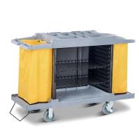 China Durable Service Cart For Hotel Housekeeping And Janitorial Constructed From Plastic Providing Indoor Cleaning Support And Easy Maneuverability for sale