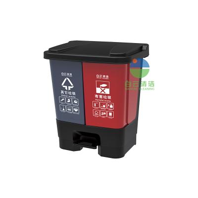 China Outdoor Dustbin Cleaning Products AF07335 AF07337 AF07338 20L 40L 60L Plastic Foot-control Pedal Classification Garbage Can for sale