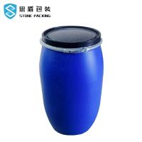 China HDPE Cylindrical Chemical Drum 200 Liters Blue Plastic Barrel 585x970mm 9kg for sale