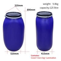 China 125L Oval HDPE Chemical Drum with Iron Ring Lock 5.8kg Food Grade Blue for sale