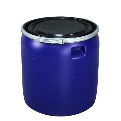 China 150L HDPE Plastic Drum Chemical Food Grade Blue Barrel with Iron Hoop Ring for sale