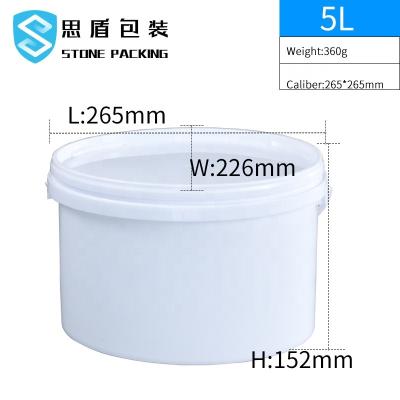 China 5L Round Plastic Paint Bucket with Lid 265mm Caliber PP Chemical Container for sale