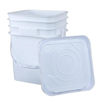 China ISO 9001 5 Gallon White Plastic Bucket 141x103x120mm PP Chemical Container for sale
