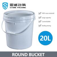 China 20L 30cm Top Diameter PP Plastic Paint Bucket with Handle 90 Mils Thick for sale