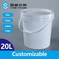 China 20L 30cm Top Diameter PP Plastic Paint Bucket with Handle 90 Mils Thick for sale
