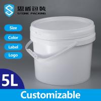 China 20L 5 Gallon White Plastic Paint Bucket with Lid Plain Lacquered PP for sale