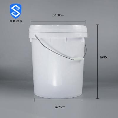China Sidun 5 Gallon White PP Paint Bucket with Lid 20L Anti Shrink Round Pail for sale