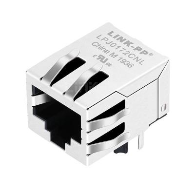 China Halo HFJ11-1043E Compatible LINK-PP LPJ0172CNL 10 Base-T Tab Down Without Led Single Port Cat5e RJ-45 Socket Connection for sale