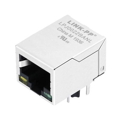 China Bothhand LF1S022-34 Compatible LINK-PP LPJ0022BANL 10 Base-T Tab Down Yellow/Green Led 1x1 Port RJ45 PCB Mount Jack for sale