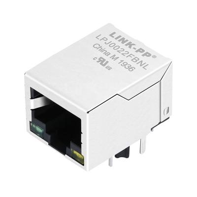 China Hanrun HR911170A Compatible LINK-PP LPJ0022FBNL 10 Base-T Tab Down Green/Yellow Led 1x1 Port 8P8C RJ 45 Modular Socket for sale