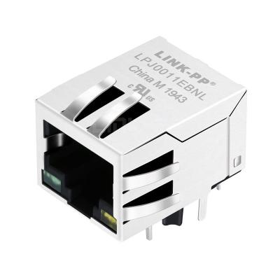 China Hanrun HR911105C Compatible LINK-PP LPJ0011EBNL 10/100 Base-T Tab Down Green/Yellow Led 1X1 Port Cat 5 Ethernet RJ45 Socket for sale