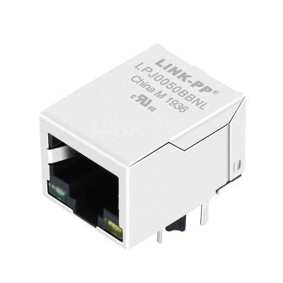 China Pulse J00-0063NL Compatible LINK-PP LPJ0050BBNL 10/100 Base-T Tab Down Green/Yellow Led Single Port Female RJ45 Ethernet Jack for sale