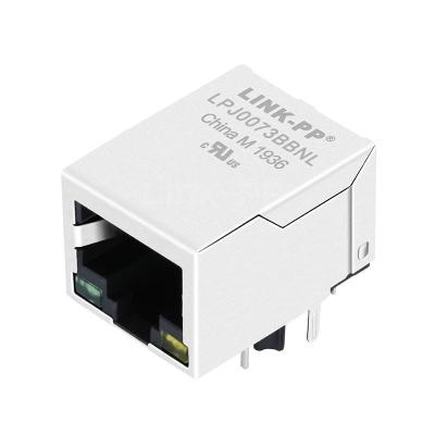 China Pulse J0073D01BNL Compatible LINK-PP LPJ0073BBNL 10/100 Base-T Network Jack RJ45 Magnetic Tab Down Green/Yellow Led for sale
