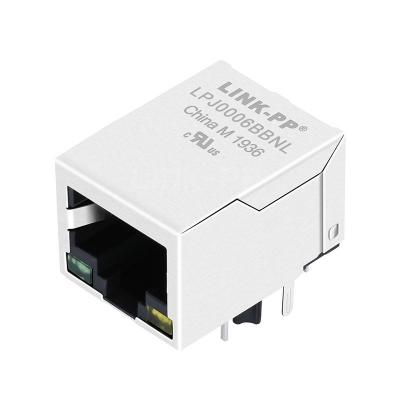 China Pulse J0006D01BNL Compatible LINK-PP LPJ0006BBNL 10/100 Base-T Tab Down Green/Yellow Led 1x1 Port RJ 45 Filter Connector Module for sale