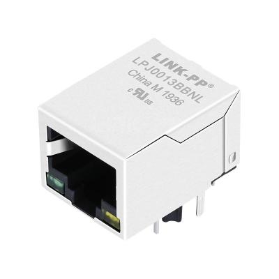 China Bothhand LU1S041X-43 LF Compatible LINK-PP LPJ0013BBNL 100 Base-T Female Jack RJ45 1x1 Port Tab Down Green/Yellow Led for sale