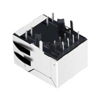 China Hanrun HR911102A Compatible LINK-PP LPJ0025FBNL 10/100 Base-T Tab Down Green/Yellow Led 1 Port Shielded Panel Mount RJ45 Jack Module for sale