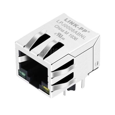 China RB1-1D5BAL1D Compatible LINK-PP LPJ0006ABNL 10/100 Base-T Tab Down Green/Yellow Led 1 Port Ethernet Interfaces PCB RJ45 Jack for sale