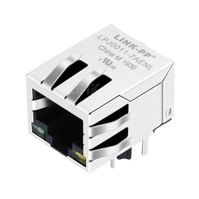 China Amphenol LMJ199882X130DL1TOHLFG Compatible LINK-PP LPJ0011-7AENL 10/100 Base-T Tab Down Green/Yellow Led 1 Port Lan Magjack RJ45 Transformer for sale