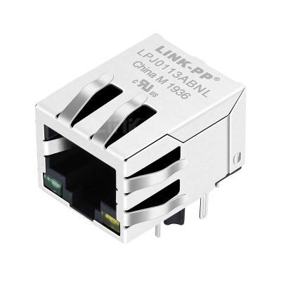 China Pulse J00-0066 Compatible LINK-PP LPJ0113ABNL 10/100 Base-T Tab Down Green/Yellow Led 1 Port Ethernet RJ-45 Connector Module for sale