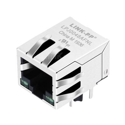 China Pulse J0048D21M Compatible LINK-PP LPJ0048AFNL 10/100 Base-T Tab Down Green/Green Led 1 Port Ethernet integrated RJ45 FastJacks for sale