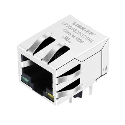 China Tyco 5-6605435-1 Compatible LINK-PP LPJG0820G28NL 100/1000 Base-T Tab Down Green/Yellow Led Single Lan Port RJ45 10 Pin Connector for sale