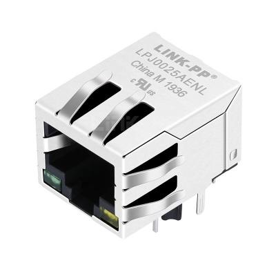 China Bothhand NU1S516-434LF Compatible LINK-PP LPJ0025AENL 10/100 Base-T Tab Down Green/Yellow Led 1x1 Port 8P8C RJ45 with Integrated Magnetics for sale