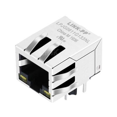 China Tyco 1840434-3 Compatible LINK-PP LPJG0811G133NL 100/1000 Base-T Tab Down Yellow/Yellow Led One Port Cat6 RJ 45 Networking for sale