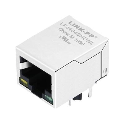 China WE 7499210121A Compatible LINK-PP LPJ4049HDNL 10/100 Base-T Tab Down Yellow/Green Led 1 Port POE RJ45 Jack Module for sale