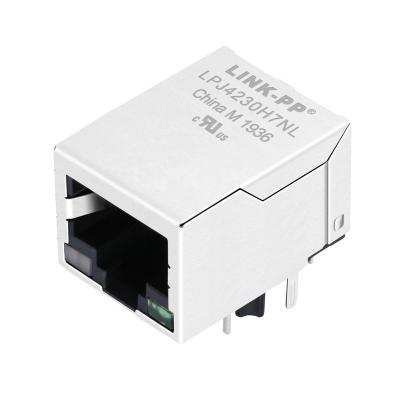China WE 7499410420 Compatible LINK-PP LPJ4230H7NL 10/100 Base-T Tab Down Green&Yellow/Green Led 1 Port POE+ RJ-45 Female Connector for sale