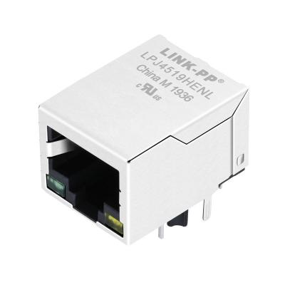 China Halo HFJ11-RPE26E-S1L12RL Compatible LINK-PP LPJ4519HENL 10/100 Base-T Tab Down Green/Yellow Led 1 Port Network Jack rj 45 Connector for sale