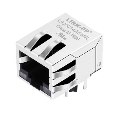 China P65-P0G-11K9 Compatible LINK-PP LPJ0014A55NL 10/100 Base-T Tab Down Orange&Green/Orange&Green Led 1 Port Cat5e RJ45 Modular Jack for sale