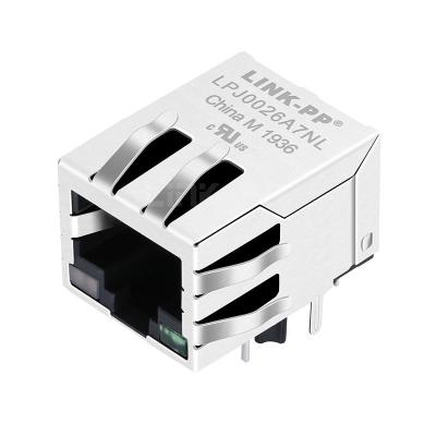 China Pulse J0026D21GNL Compatible LINK-PP LPJ0026A7NL 10/100 Base-T Tab Down Green&Yellow/Green Led 1 Port 8P8C RJ 45 Ethernet Socket for sale