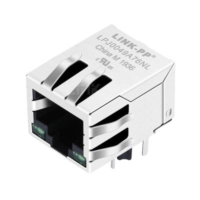 China Tyco 1-6605310-1 Compatible LINK-PP LPJ0049A76NL 10/100 Base-T Tab Down Green/Green Led 1 Port POE Network Connector RJ-45 Jack for sale